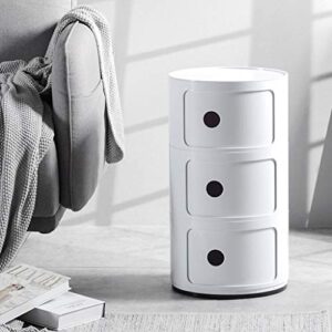 ZHAOLEI Nordic Simple ABS Bedside Storage Cabinet Sofa Bedroom Nightstands 3 Tier Round Storage Finishing Cabinets