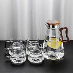 ZYJBM Clear Pot Water Storage Kettle Teapot Kettle Heat-Resistant Glass Home Living Room Bottle with 4 Cup and Tray