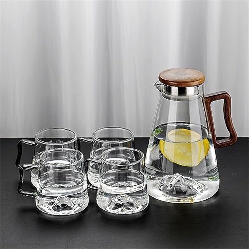 ZYJBM Clear Pot Water Storage Kettle Teapot Kettle Heat-Resistant Glass Home Living Room Bottle with 4 Cup and Tray