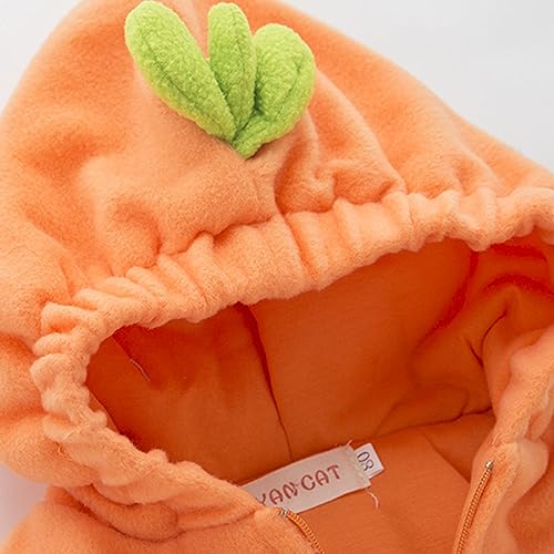 JeuaPho Newborn Baby Halloween Costume Outfit Cartoon Print Fuzzy Sleeveless V-Neck Hood Top Blouse Cosplay Clothes (02 Orange, S)