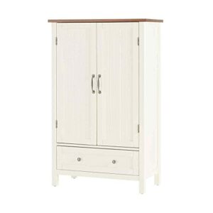 MAXCBD Nightstand Bedside Table Drawer Cabinet Bainport Ivory Wood Kitchen Pantry 28 in. W X 45 in. H Craft Supplies and Other Everyday Essentials Storage Tower Dresser