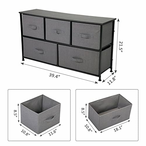 Nightstand Bedside Table Drawer Cabinet Dresser Storage Organizer Tower Unit 2 Tier W/5 Drawer Steel Frame Cabinet Table Stylish And Compact For Home And Business Occasions Storage Tower Dresser