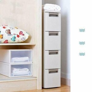 Nightstand Bedside Table Drawer Cabinet Dresser Storage Drawer Units Narrow Rolling Storage Cabinet Plastic 4-Drawer Stylish Modern White Design Design for Space Saving Storage Tower Dresser