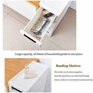 Nightstand Bedside Table Drawer Cabinet Dresser Storage Drawer Units Narrow Rolling Storage Cabinet Plastic 4-Drawer Stylish Modern White Design Design for Space Saving Storage Tower Dresser