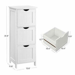 MAXCBD Nightstand Bedside Table Drawer Cabinet Bathroom Cabinet Floor Cabinet Free-Standing Storage Cabinet with 3 Drawers Storage Tower Dresser