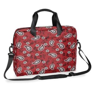 paisley red pattern laptop bag for women men business crossbody computer bag laptop case water resistant travel messenger briefcase with handle fits 13 14 15 16 inch notebook and laptop