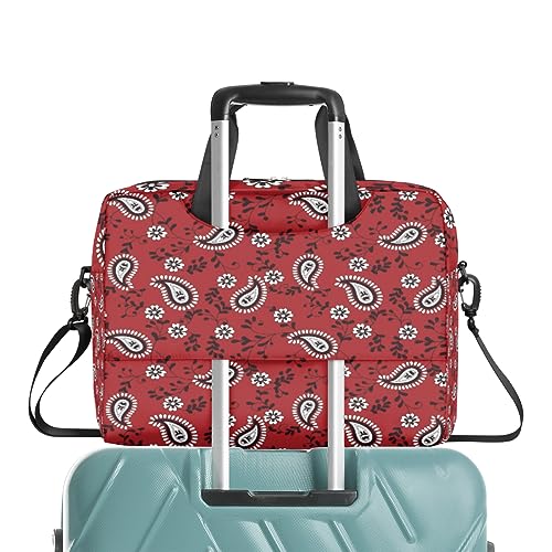 Paisley Red Pattern Laptop Bag for Women Men Business Crossbody Computer Bag Laptop Case Water Resistant Travel Messenger Briefcase with Handle Fits 13 14 15 16 Inch Notebook and Laptop