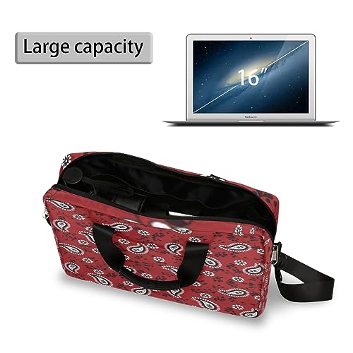 Paisley Red Pattern Laptop Bag for Women Men Business Crossbody Computer Bag Laptop Case Water Resistant Travel Messenger Briefcase with Handle Fits 13 14 15 16 Inch Notebook and Laptop