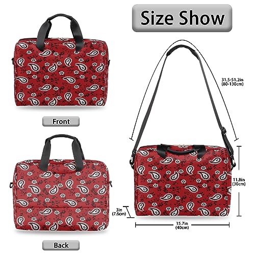 Paisley Red Pattern Laptop Bag for Women Men Business Crossbody Computer Bag Laptop Case Water Resistant Travel Messenger Briefcase with Handle Fits 13 14 15 16 Inch Notebook and Laptop