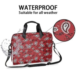 Paisley Red Pattern Laptop Bag for Women Men Business Crossbody Computer Bag Laptop Case Water Resistant Travel Messenger Briefcase with Handle Fits 13 14 15 16 Inch Notebook and Laptop