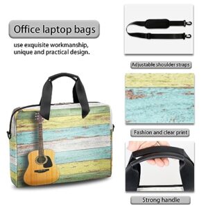 Wooden Guitar Retro Laptop Bag for Women Men Business Crossbody Computer Bag Laptop Case Water Resistant Travel Messenger Briefcase with Handle Fits 13 14 15 16 Inch Notebook and Laptop