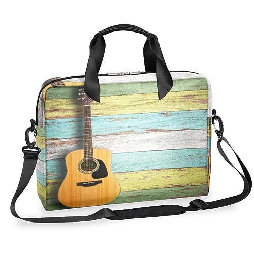 Wooden Guitar Retro Laptop Bag for Women Men Business Crossbody Computer Bag Laptop Case Water Resistant Travel Messenger Briefcase with Handle Fits 13 14 15 16 Inch Notebook and Laptop