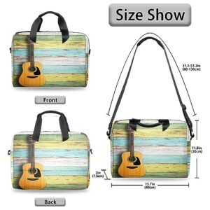 Wooden Guitar Retro Laptop Bag for Women Men Business Crossbody Computer Bag Laptop Case Water Resistant Travel Messenger Briefcase with Handle Fits 13 14 15 16 Inch Notebook and Laptop