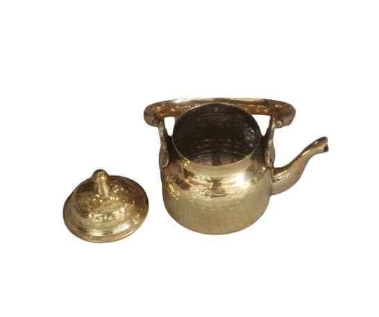 Handmade Pure Brass Hammered Tea Kettle Teapot, Cooking & Serving Pot, Coffee KettleBrass Dining Set, Christmas Gift,Capacity - 350 ML(6" inches) 100% Pure Brass, By TSSI Handicraft