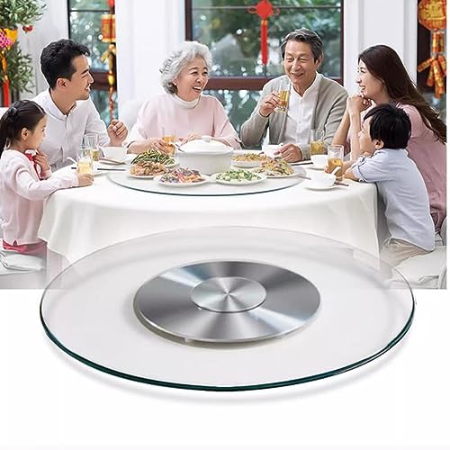 DOUKI Glass Rotating Tray 36inch Tabletop Rotating Serving Tray, Thick Glass Lazy Susan Heavy Duty Turntable, Large Lazy Susan For Dining Table (Size : 60cm(24inch))