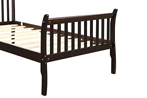 HBRR Wood Platform Bed Frame Twin Wood Bed Frame with Headboard and Footboard, 10”Height for Underbed Storage/No Box Spring Needed/Wooden Slats Support, Espresso