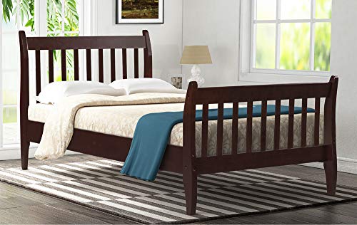 HBRR Wood Platform Bed Frame Twin Wood Bed Frame with Headboard and Footboard, 10”Height for Underbed Storage/No Box Spring Needed/Wooden Slats Support, Espresso