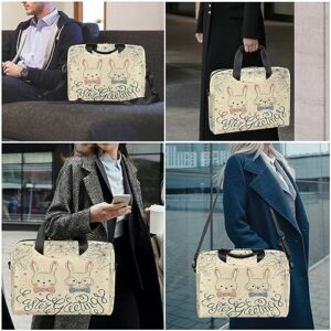 Cute Bunny Couple Laptop Bag for Women Men Business Crossbody Computer Bag Laptop Case Water Resistant Travel Messenger Briefcase with Handle Fits 13 14 15 16 Inch Notebook and Laptop