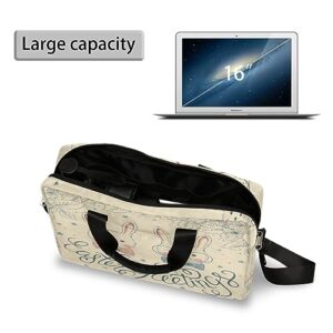 Cute Bunny Couple Laptop Bag for Women Men Business Crossbody Computer Bag Laptop Case Water Resistant Travel Messenger Briefcase with Handle Fits 13 14 15 16 Inch Notebook and Laptop