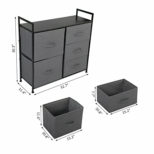 Nightstand Bedside Table Drawer Cabinet 5 Drawers Nightstand Dresser Storage Organizer Tower Cabinet Home Grey Modern Style Dresser Storage Tower Can Simply Organize Your Items Storage Tower Dresser