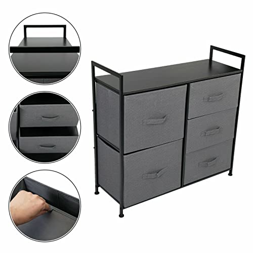 Nightstand Bedside Table Drawer Cabinet 5 Drawers Nightstand Dresser Storage Organizer Tower Cabinet Home Grey Modern Style Dresser Storage Tower Can Simply Organize Your Items Storage Tower Dresser