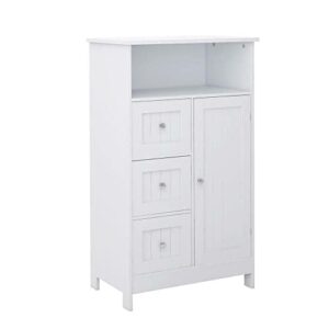 Nightstand Bedside Table Drawer Cabinet Storage 5 Drawers Dresser Furniture Bedroom Chest Of Organizer Bathtoom Cabinet Bathroom Standing Storage Cabinet With 3 Drawers And 1 Door-White Storage Tower