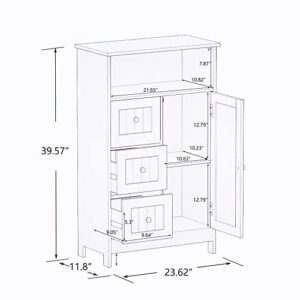 Nightstand Bedside Table Drawer Cabinet Storage 5 Drawers Dresser Furniture Bedroom Chest Of Organizer Bathtoom Cabinet Bathroom Standing Storage Cabinet With 3 Drawers And 1 Door-White Storage Tower