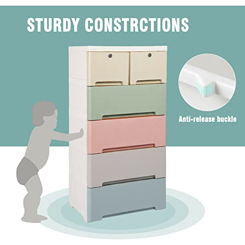 Nightstand Bedside Table Drawer Cabinet Plastic Drawers Dresser Storage Cabinet with 6 Drawers Closet Organizer Modern and Elegant Look Suitable for Closets Storage Tower Dresser