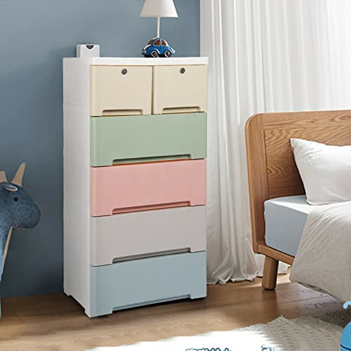 Nightstand Bedside Table Drawer Cabinet Plastic Drawers Dresser Storage Cabinet with 6 Drawers Closet Organizer Modern and Elegant Look Suitable for Closets Storage Tower Dresser