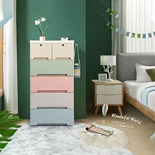 Nightstand Bedside Table Drawer Cabinet Plastic Drawers Dresser Storage Cabinet with 6 Drawers Closet Organizer Modern and Elegant Look Suitable for Closets Storage Tower Dresser