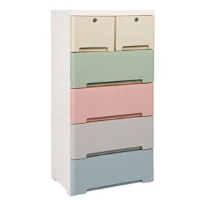 Nightstand Bedside Table Drawer Cabinet Plastic Drawers Dresser Storage Cabinet with 6 Drawers Closet Organizer Modern and Elegant Look Suitable for Closets Storage Tower Dresser