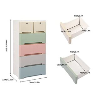 Nightstand Bedside Table Drawer Cabinet Plastic Drawers Dresser Storage Cabinet with 6 Drawers Closet Organizer Modern and Elegant Look Suitable for Closets Storage Tower Dresser