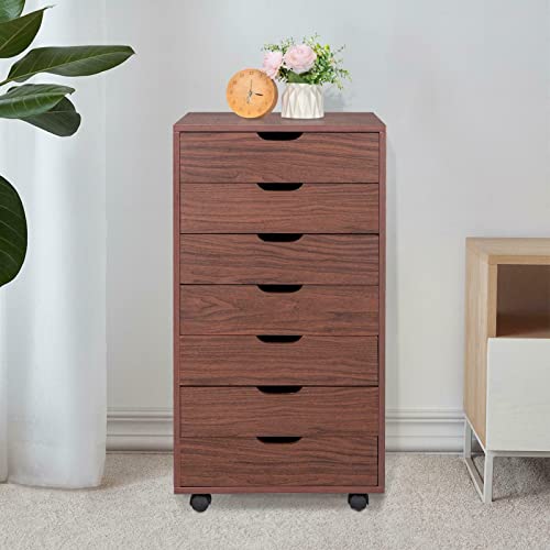 Nightstand Bedside Table Drawer Cabinet Wooden Storage Chests Cabinet 7-Drawer Dresser Storage For Bedroom Furniture Multifunctional Storage Shelves Sturdy & Durable Construction Storage Tower Dresser