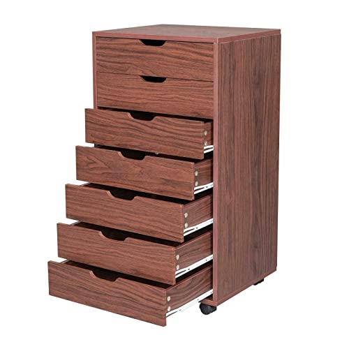 Nightstand Bedside Table Drawer Cabinet Wooden Storage Chests Cabinet 7-Drawer Dresser Storage For Bedroom Furniture Multifunctional Storage Shelves Sturdy & Durable Construction Storage Tower Dresser