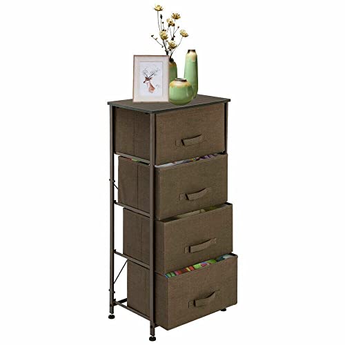 MAXCBD Nightstand Bedside Table Drawer Cabinet 4-Drawers Fabric Cabinet Bedside Table Storage Unit Metal Frame Organiser Chest Drawer Storage Dresser Storage Tower Dresser