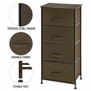 MAXCBD Nightstand Bedside Table Drawer Cabinet 4-Drawers Fabric Cabinet Bedside Table Storage Unit Metal Frame Organiser Chest Drawer Storage Dresser Storage Tower Dresser