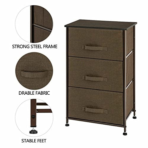 Nightstand Bedside Table Drawer Cabinet 29" 3 Fabric Drawers Bedroom Bedside Nightstand Table Wooden Cabinet Storage Drawer Storage Dresser Easy To Assemble With A Simple Structure Storage Tower Dress