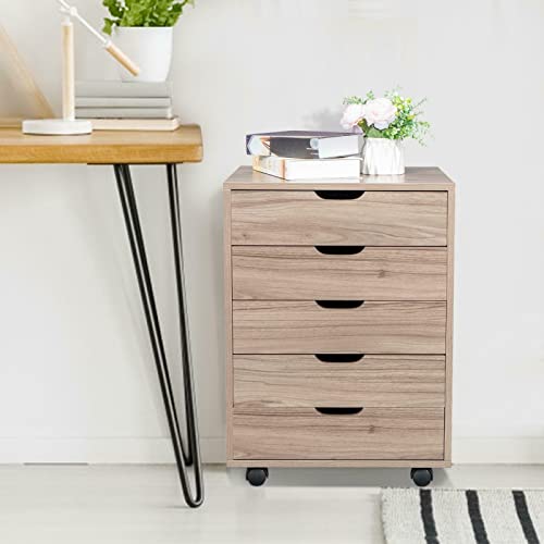 MAXCBD Nightstand Bedside Table Drawer Cabinet 5 Drawers Bedside Table Stand Chest Dresser Cabinet Home Storage Multifunctional Storage Shelves Sturdy Durable Construction Storage Tower Dresser