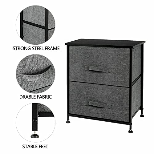 Nightstand Bedside Table Drawer Cabinet 2Tier Fabric Cabinet Bedside Table Storage Unit Metal Frame Organizer Chest Rack Drawer Storage Dresser Easy To Assemble With A Simple Structure Storage Tower D