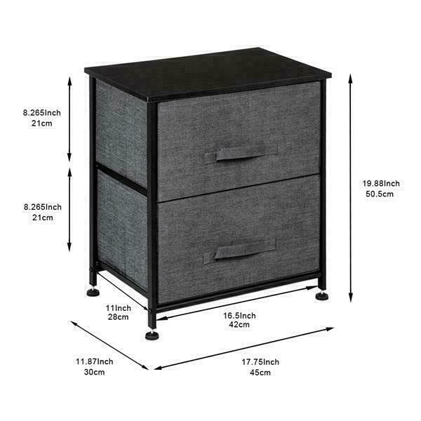 Nightstand Bedside Table Drawer Cabinet 2Tier Fabric Cabinet Bedside Table Storage Unit Metal Frame Organizer Chest Rack Drawer Storage Dresser Easy To Assemble With A Simple Structure Storage Tower D