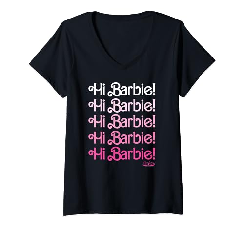 Barbie The Movie - Hi Barbie Stacked V-Neck T-Shirt