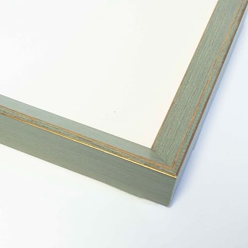 18x6 Frame Gold & Green Solid Wood Picture Frame Width 0.75 Inches | Interior Frame Depth 0.75 Inches | Albus Contemporary Photo Frame Complete with UV Acrylic, Foam Board Backing & Hanging Hardware