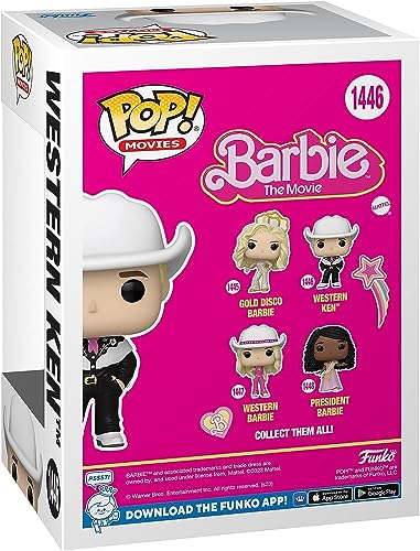 POP Movies: Barbie - Western Cowboy Ken Funko Vinyl Figure (Bundled with Compatible Box Protector Case), Multicolor, 3.75 inches