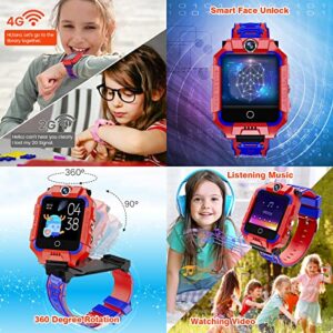 OKYUK 4G Kids Watch Phone T10, Funny 360° Rotation Screen Dual Camera Smart Watch for Boys Girls, IP67 Waterproof, 2-Way Calls, GPS, SOS, Video Calls, Remote Control, Pedometer Smartwatch