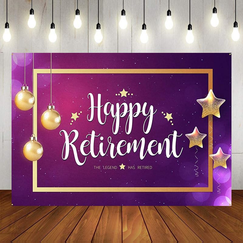 Happy Retirement Royal Blue Gold Glitter Retire Party Photography Backdrop Background Banner Decoration Poster Party Photo 210x150