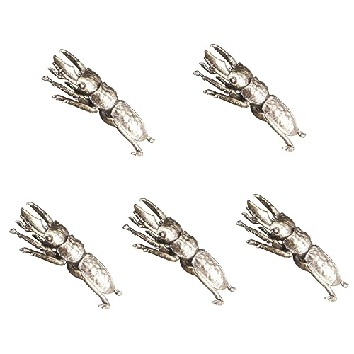 VOSAREA 5pcs Brass Ornament Coraline Decor Figurine Mini Beetle Sculpture feng Shui Prank Props Toys car Dashboard Decorations Tabletop Brass Beatle Decor Bronze Sculpture Desktop