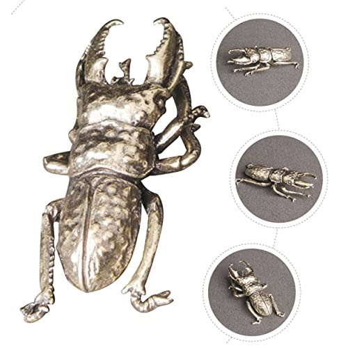 VOSAREA 5pcs Brass Ornament Coraline Decor Figurine Mini Beetle Sculpture feng Shui Prank Props Toys car Dashboard Decorations Tabletop Brass Beatle Decor Bronze Sculpture Desktop