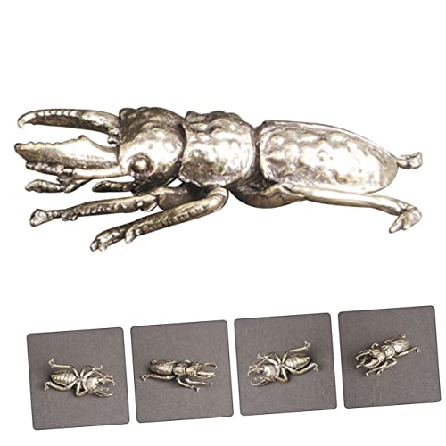 VOSAREA 5pcs Brass Ornament Coraline Decor Figurine Mini Beetle Sculpture feng Shui Prank Props Toys car Dashboard Decorations Tabletop Brass Beatle Decor Bronze Sculpture Desktop