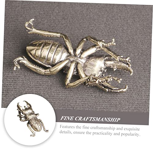 VOSAREA 5pcs Brass Ornament Coraline Decor Figurine Mini Beetle Sculpture feng Shui Prank Props Toys car Dashboard Decorations Tabletop Brass Beatle Decor Bronze Sculpture Desktop