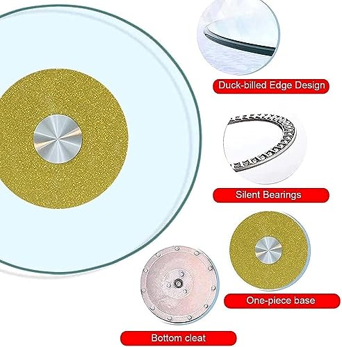 Lazy Susans Turntable Lazy Susan Turntable 50-120 Cm Round Glass Rotating Tray For Kitchen Dining Table Serving Plate ，Large Silent Tabletop Organizer,300KG Bearing For Banquets Party (Color : Gold